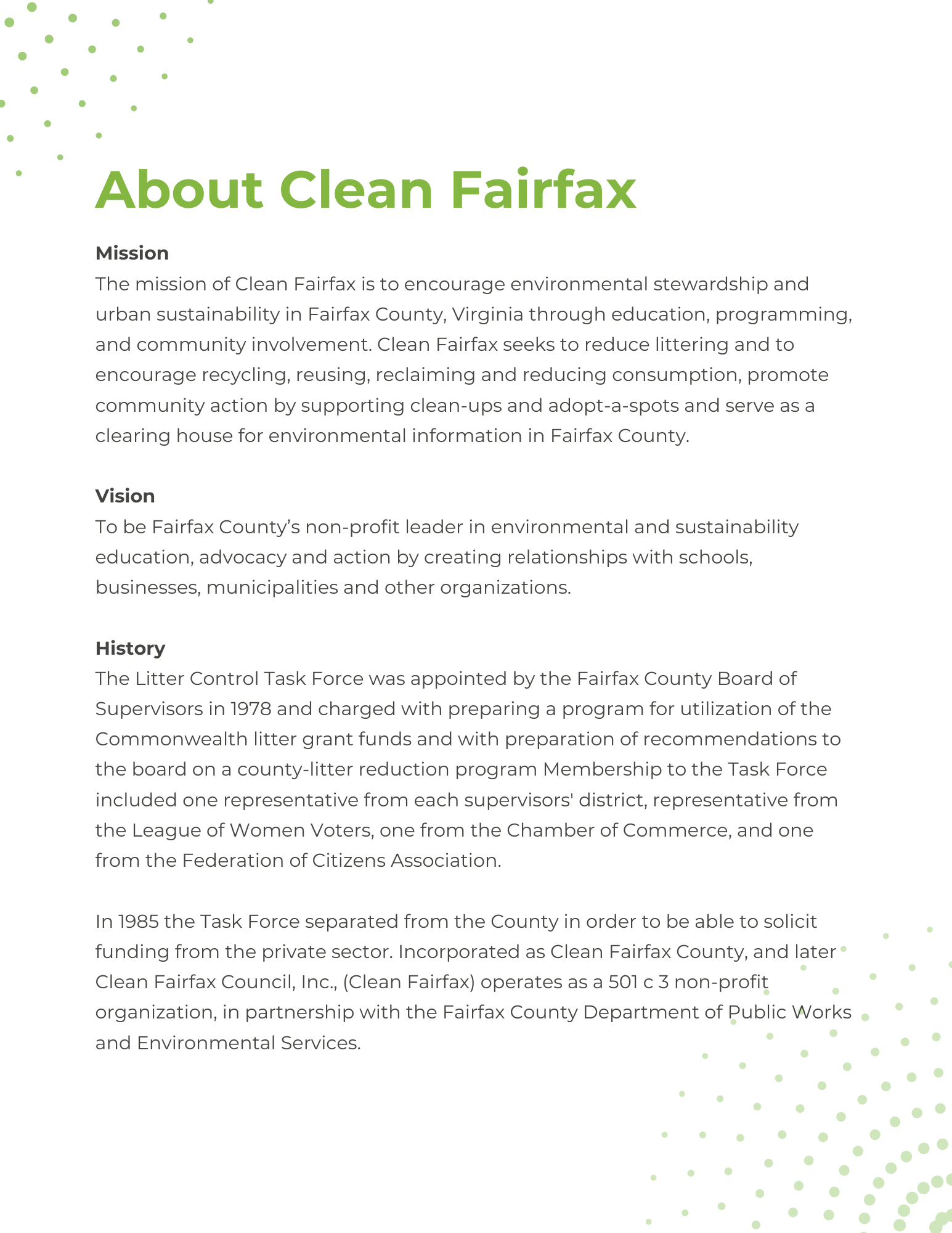 Clean Fairfax Council – Keeping Fairfax County Clean, Green, and ...